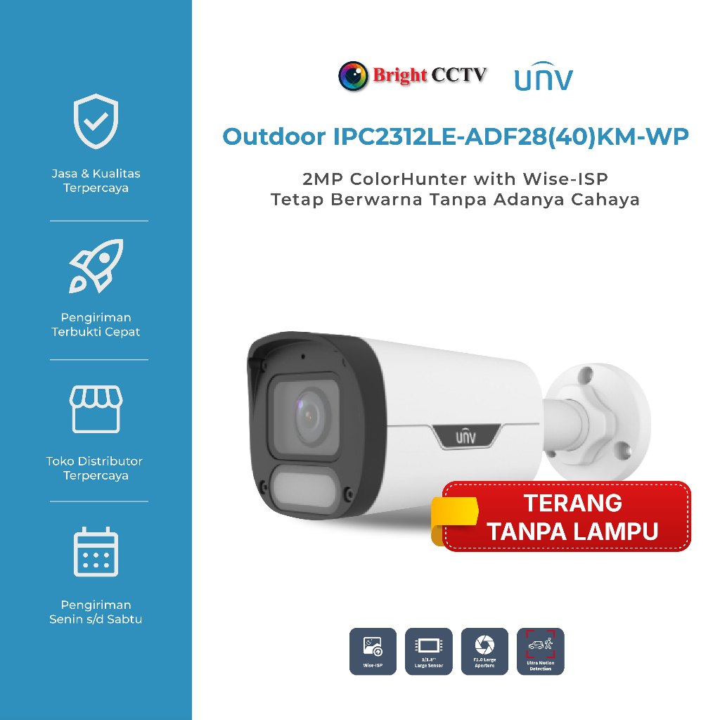 Jual Camera UNV Outdoor IPC2312LE-ADF28(40)KM-WP 2MP ColorHunter With ...