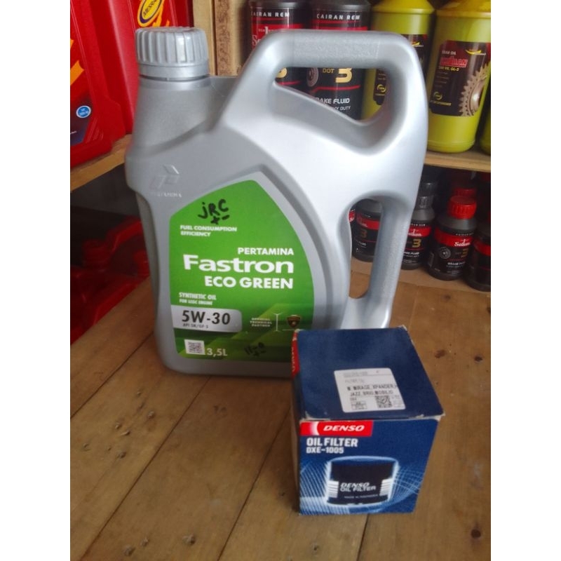 Jual Paket Oli Fastron ECO Green 5W-30 3.5L + Filter Oli Denso DXE-1005 ...