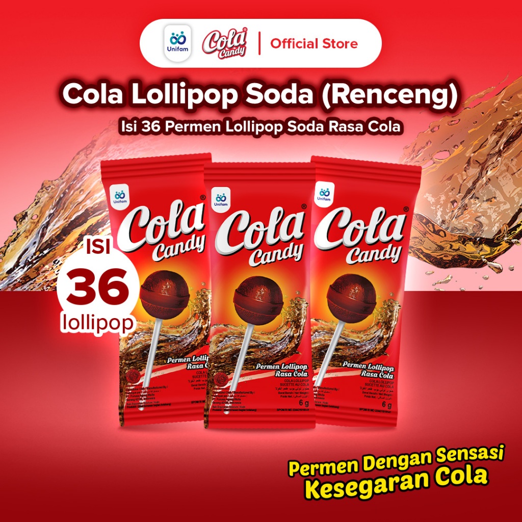 Jual Cola Permen Lolipop Soda Cola Hanger - Soda Candy 1 Bag (Isi 36Pcs ...