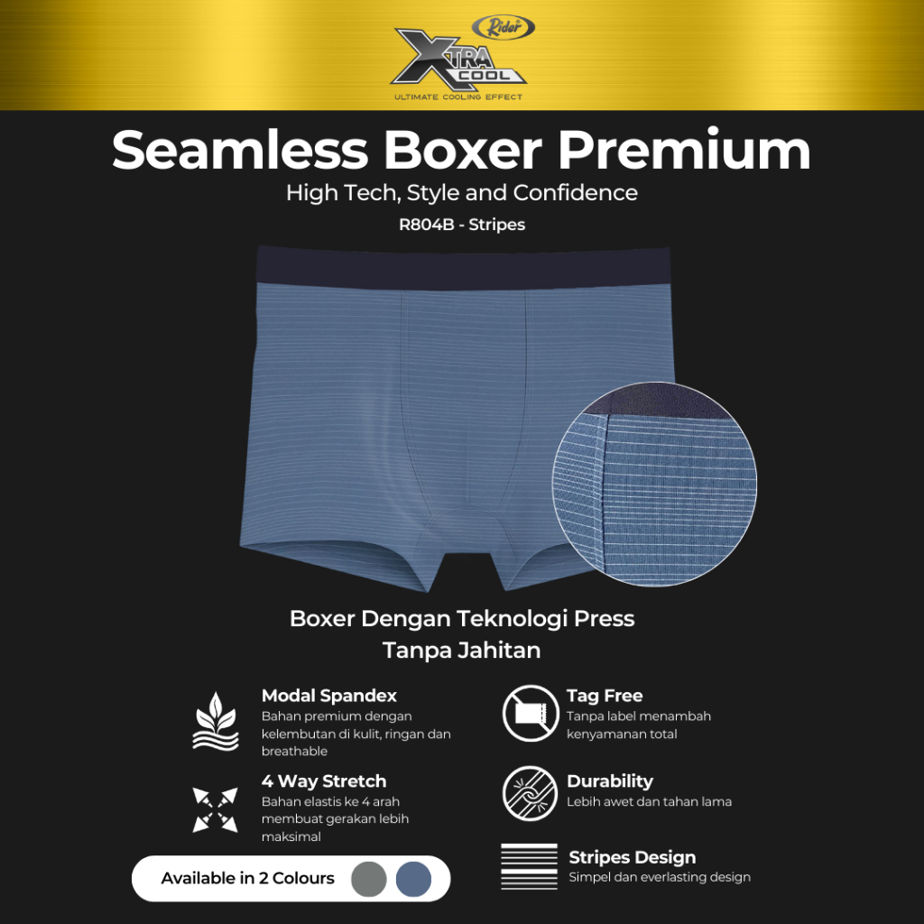 Jual Rider Xtracool Boxer Seamless - Boxer Pria Modal Spandex R804B isi ...