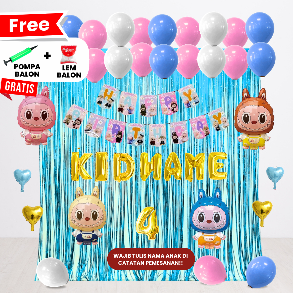 Jual LABUBU SET DEKOR ULANG TAHUN ANAK/ DEKORASI ULTAH ANAK/BALON ULANG ...