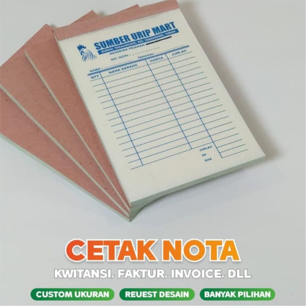 Jual Cetak Buku Nota 1 Rim ( isi 40 Buku ) Kertas Ncr 2 Ply | Shopee ...