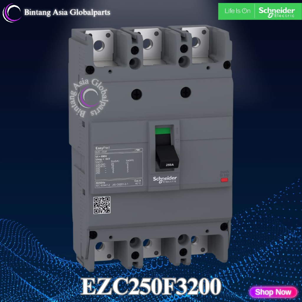 Jual MCCB 3p 200a Schneider EZC250F3200 Original / MCCB EZC250F 3 Phase 200 Ampere / Breaker 3 ...
