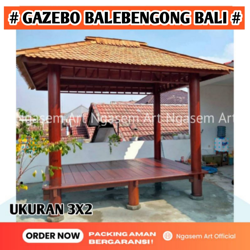 Jual GAZEBO BALE BENGONG GASEBO KAYU MODEL KHAS BALI TANPA PAGAR ...