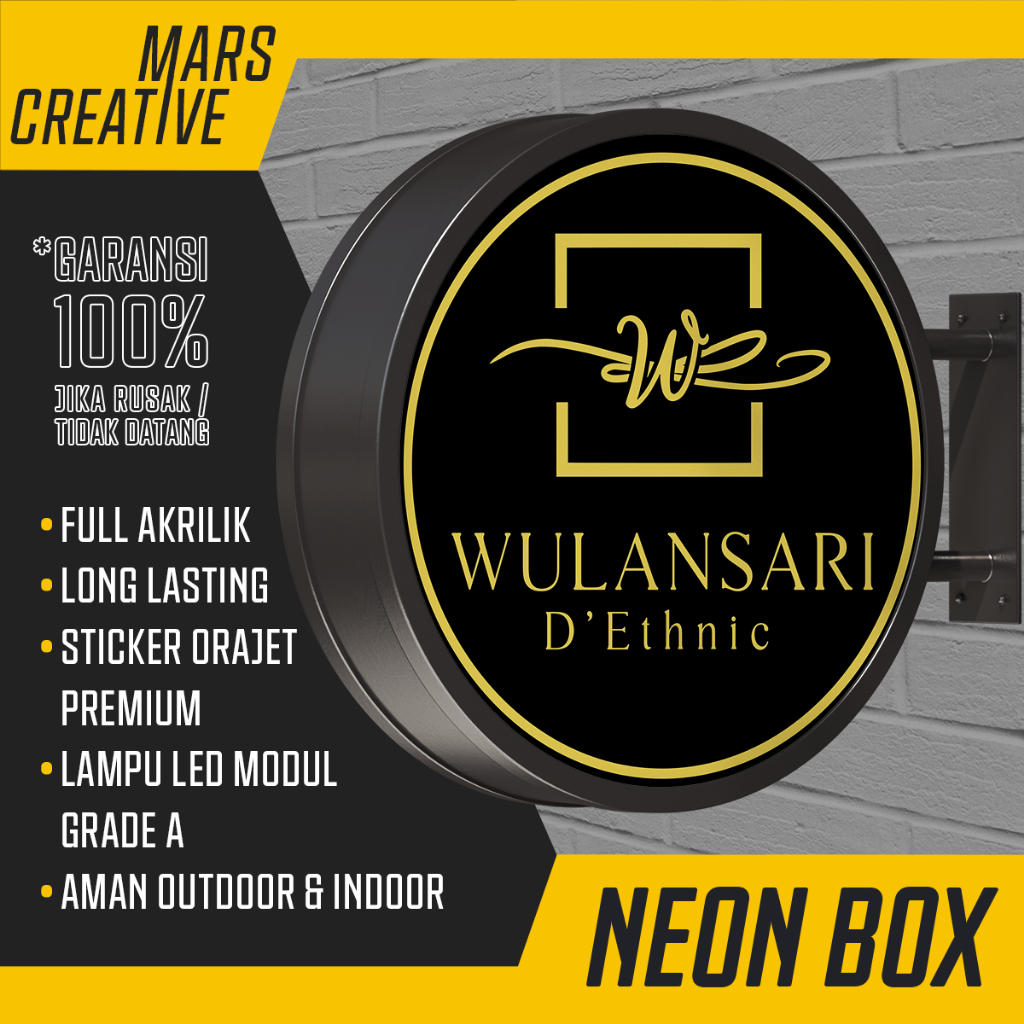 Jual [NEON BOX TERMASUK BRACKET BESI] - Ukuran 30 x 30 cm 1 sisi, 2 ...