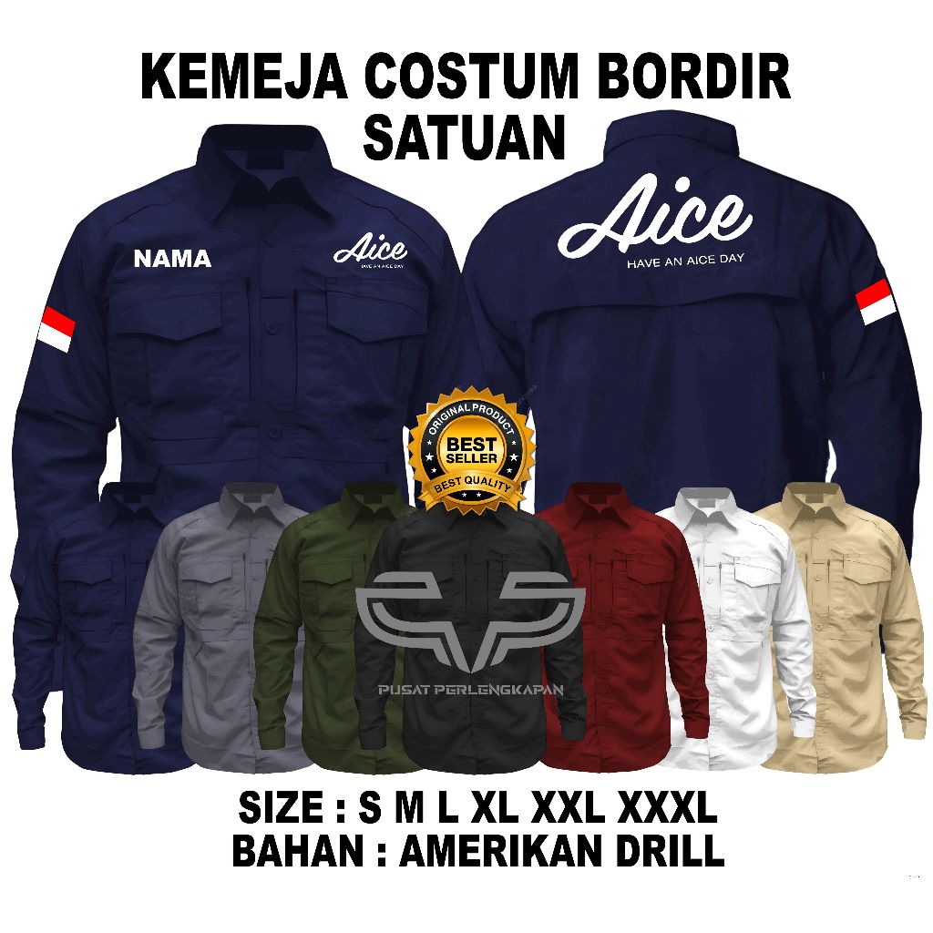 Jual KEMEJA SERAGAM BORDIR PDH PDL MTAC TACTICAL LAPANGAN AICE BISA CUSTOM SATUAN LENGAN PANJANG ...