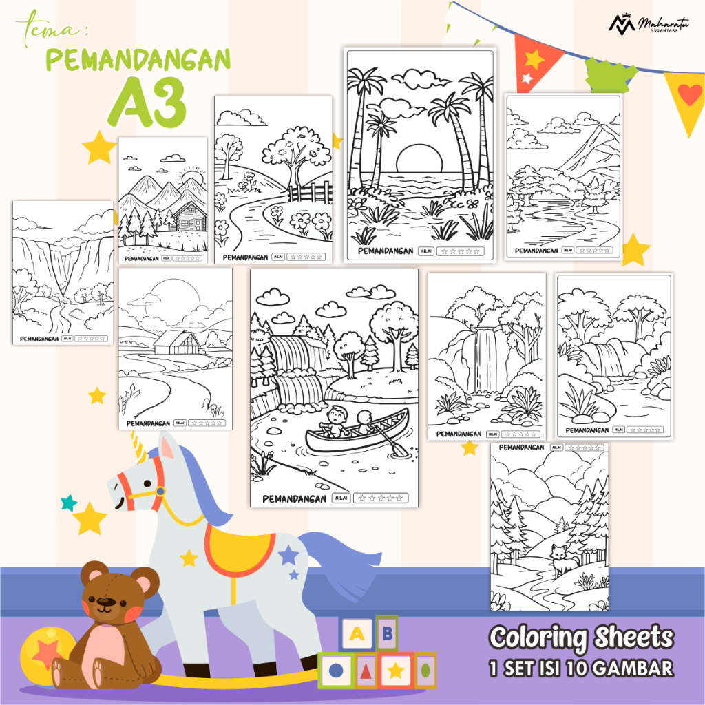 Jual [PEMANDANGAN] KERTAS MEWARNAI UNTUK ANAK - LEMBAR GAMBAR ANAK ...