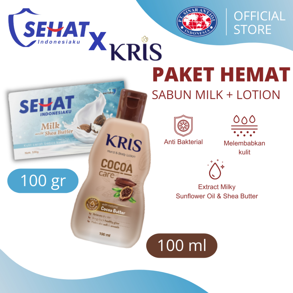 Jual PAKET HEMAT Sehat Milky Shea Butter 100gr + Kris Losion Cocoa ...