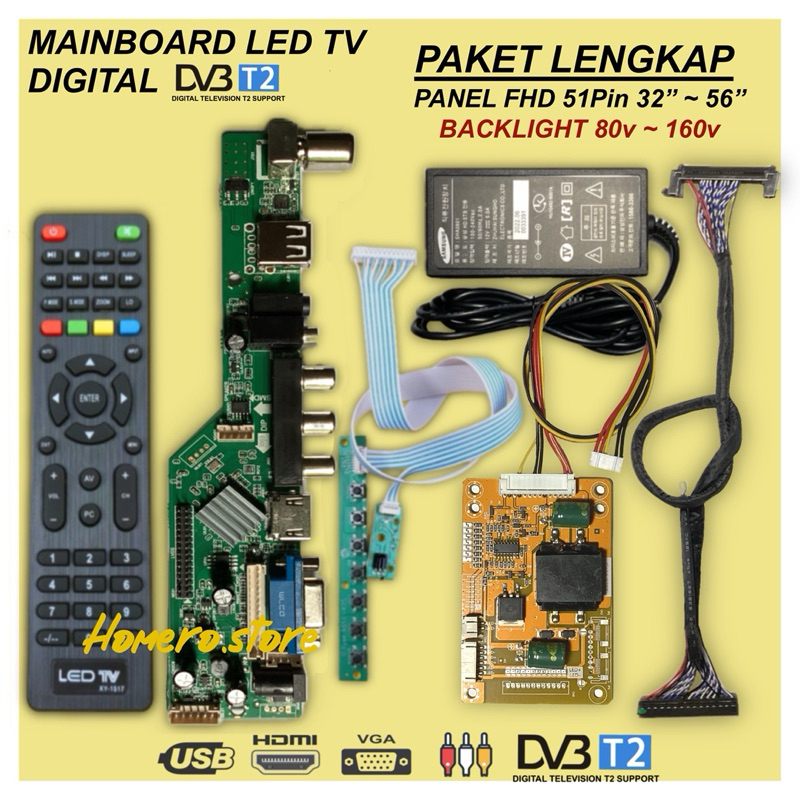 Jual Mainboard TV Digital DVBT2 Universal untuk PANEL LED 32" - 56 ...