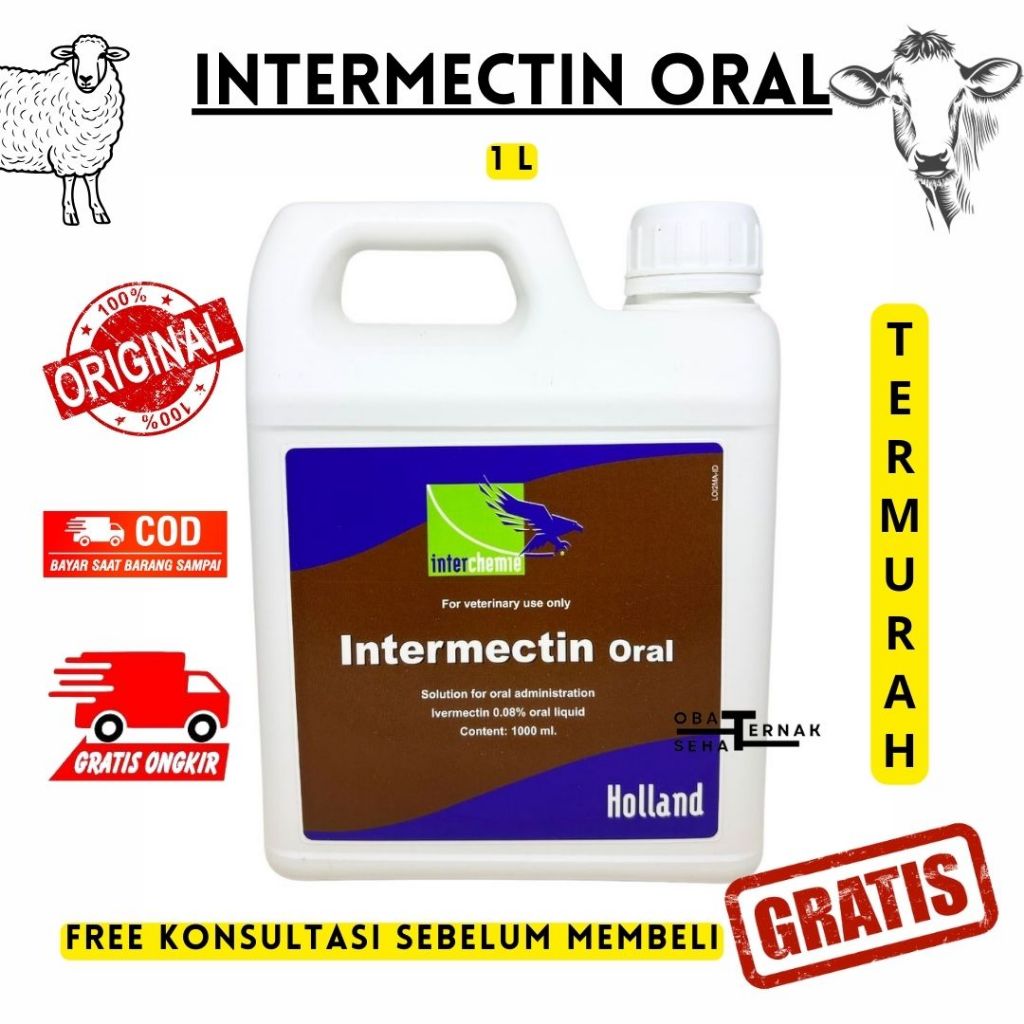 Jual INTERMECTIN ORAL 1 LITER - Obat Kutu Skabies Gudik Pinjal Cacing ...