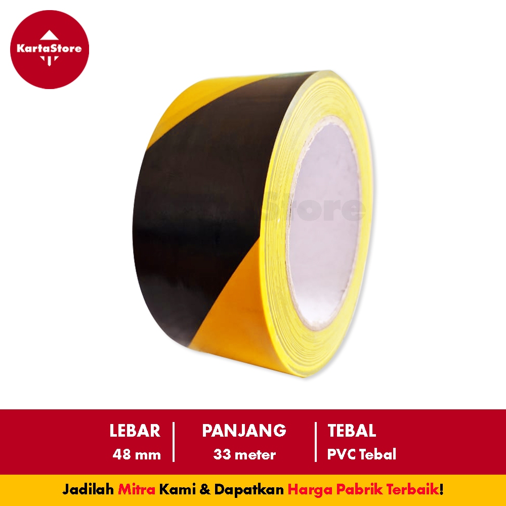 Jual Lakban Police Line /PVC Marking Tape /Lakban Lantai Hitam Kuning 48 mm x 33 Meter ...