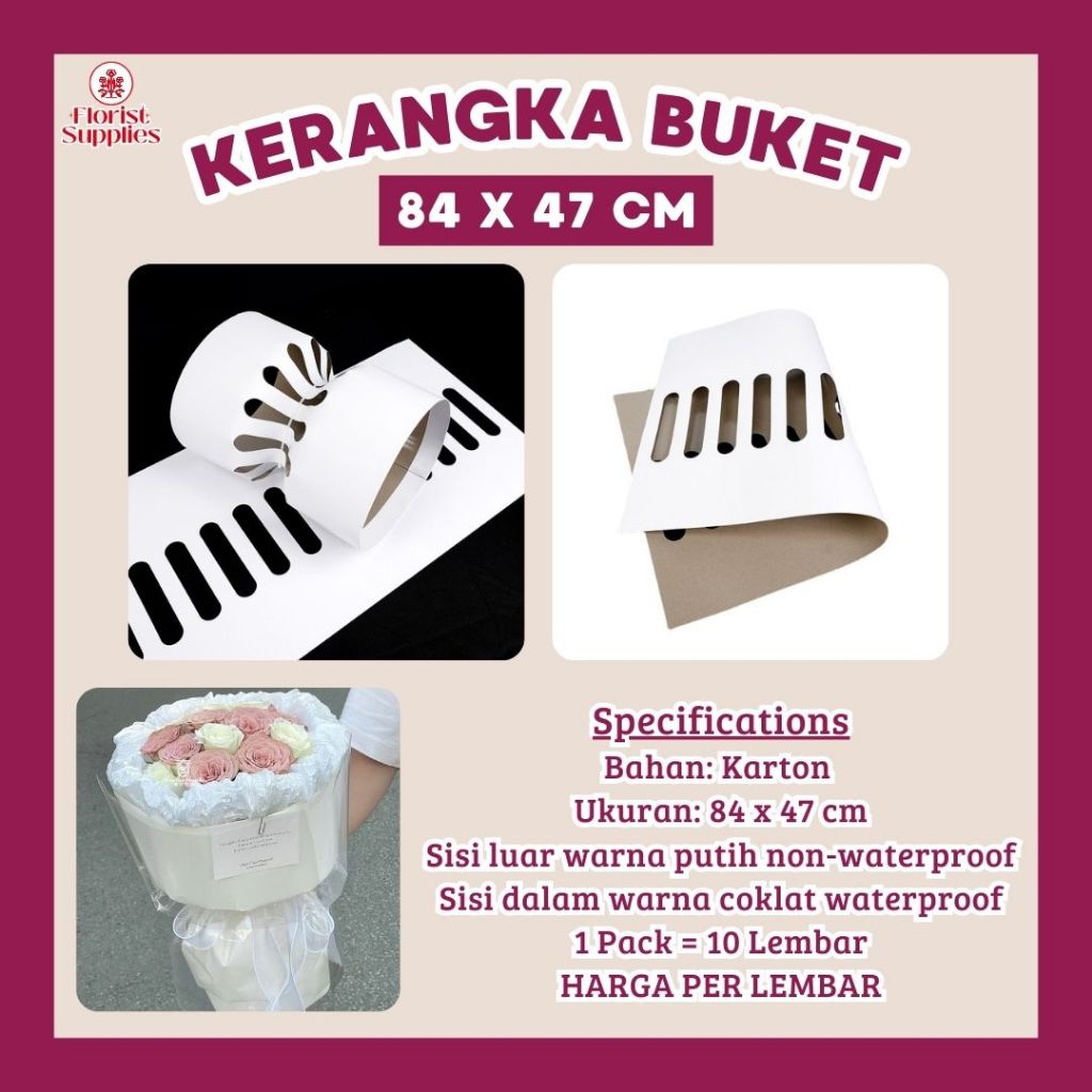 Jual Kerangka Buket Bunga Pola Bulat Karton Besar Pegangan Buket Round ...