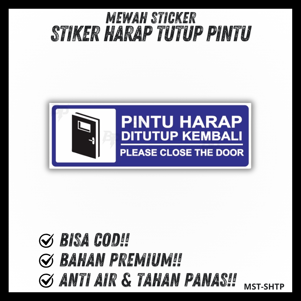 Jual Sign Sticker label pintu harap ditutup kembali / stiker pintu tutup kembali / sticker pintu ...