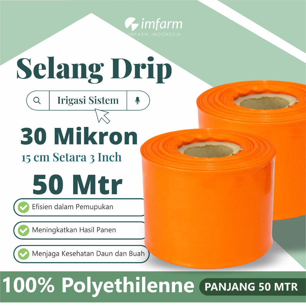 Jual IMFARM - Selang Drip 30 micron 3 dim 50 meter Premium - 3 inch | Shopee Indonesia