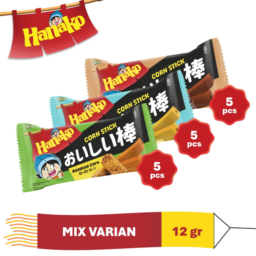 Jual Hanako Snack Corn Stick Mix Varian 15 x 12 gr | Shopee Indonesia