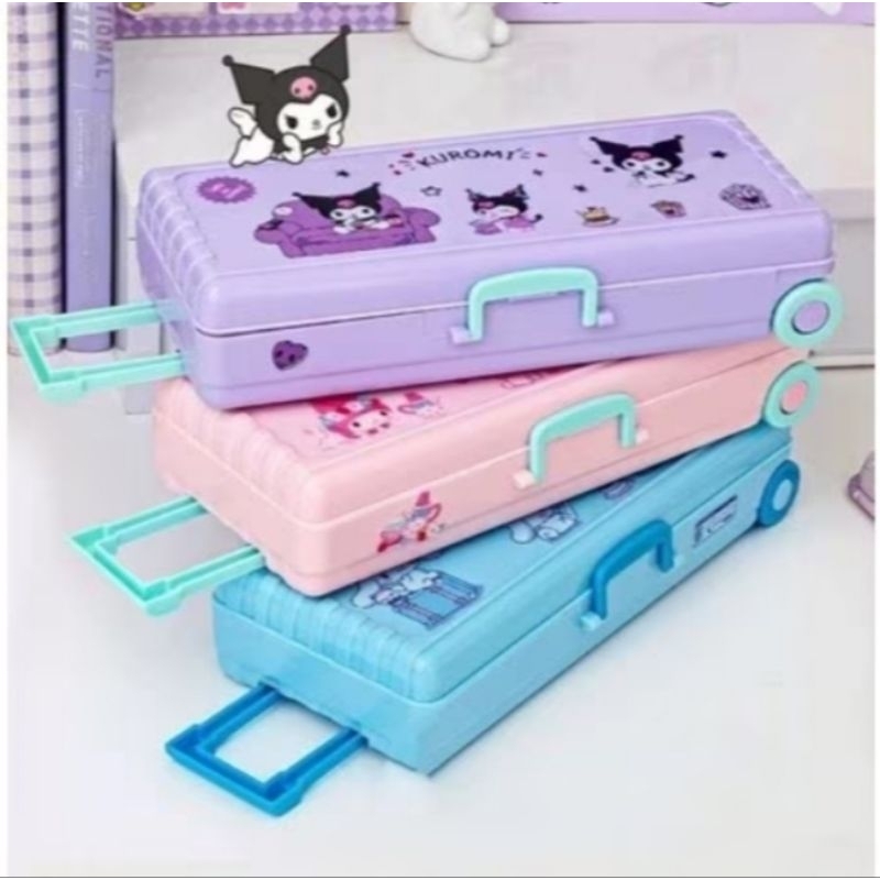 Jual Kotak Pensil 2 Susun Bentuk Koper Troli Roda Premium / Tempat ...