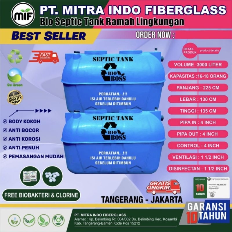 Jual Septic Tank 3000 Liter.Biotech,Biotaff,Biofil,Biotank,Bioboss ...