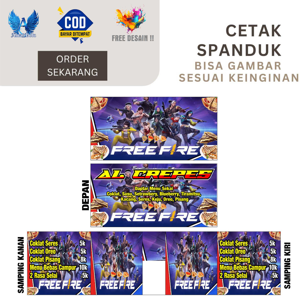 Jual Cetak Spanduk Cetak Banner KUE CREPES BUAT DI PASANG DI GROBAK ...