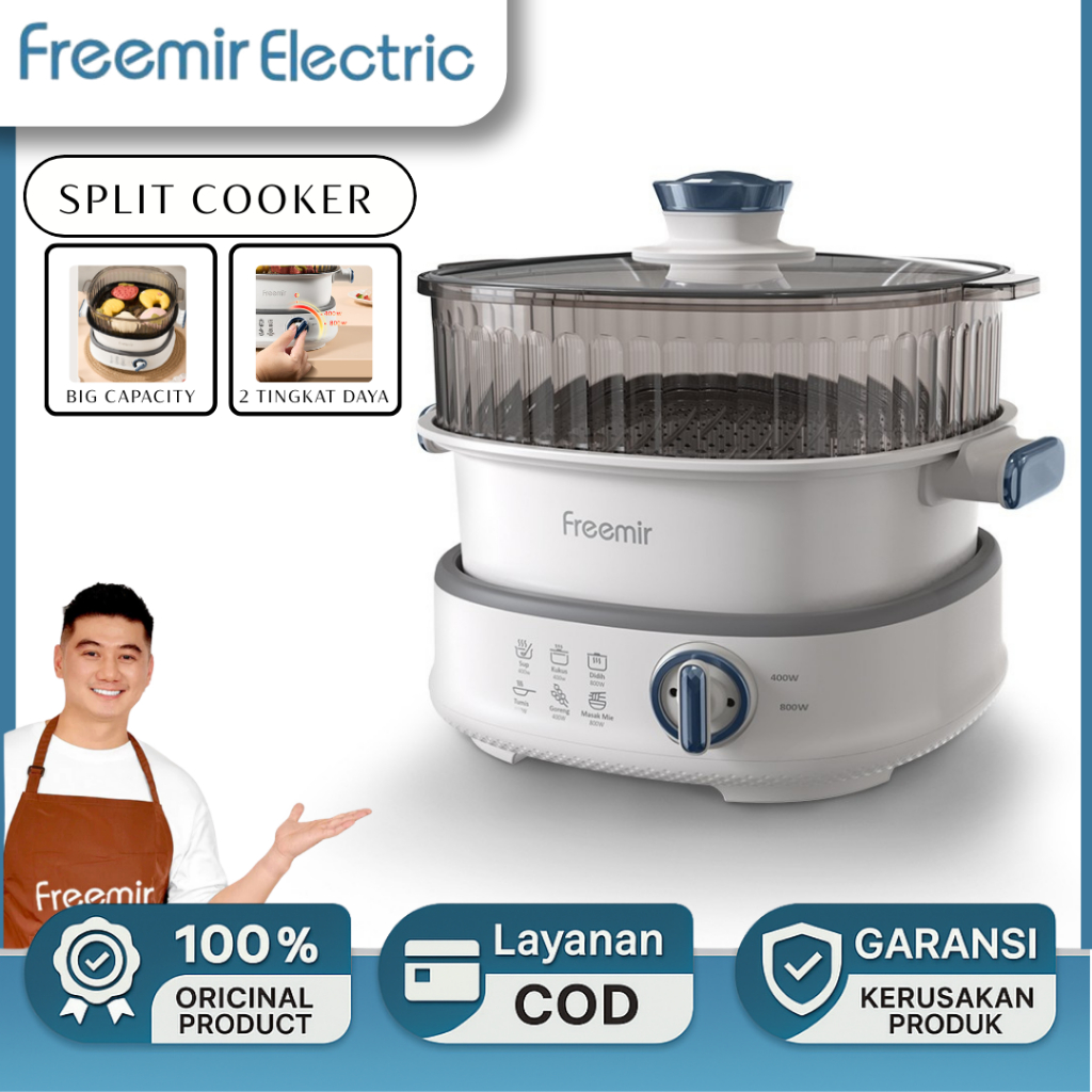 Jual 𝙋𝙧𝙤𝙢𝙤 𝙛𝙧𝙚𝙚𝙢𝙞𝙧 Panci Listrik Split Kukus 400-800W Menggoreng ...