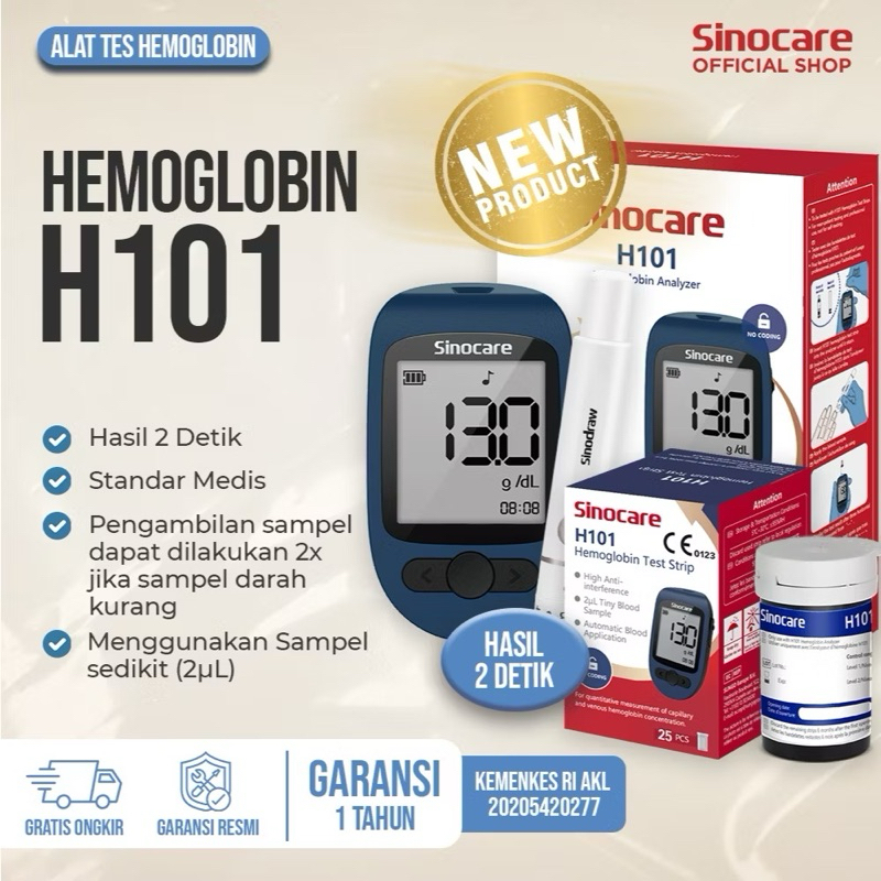 Jual Alat Cek Darah Hemoglobin / Alat Cek HB Sinocare H102 Cek ...