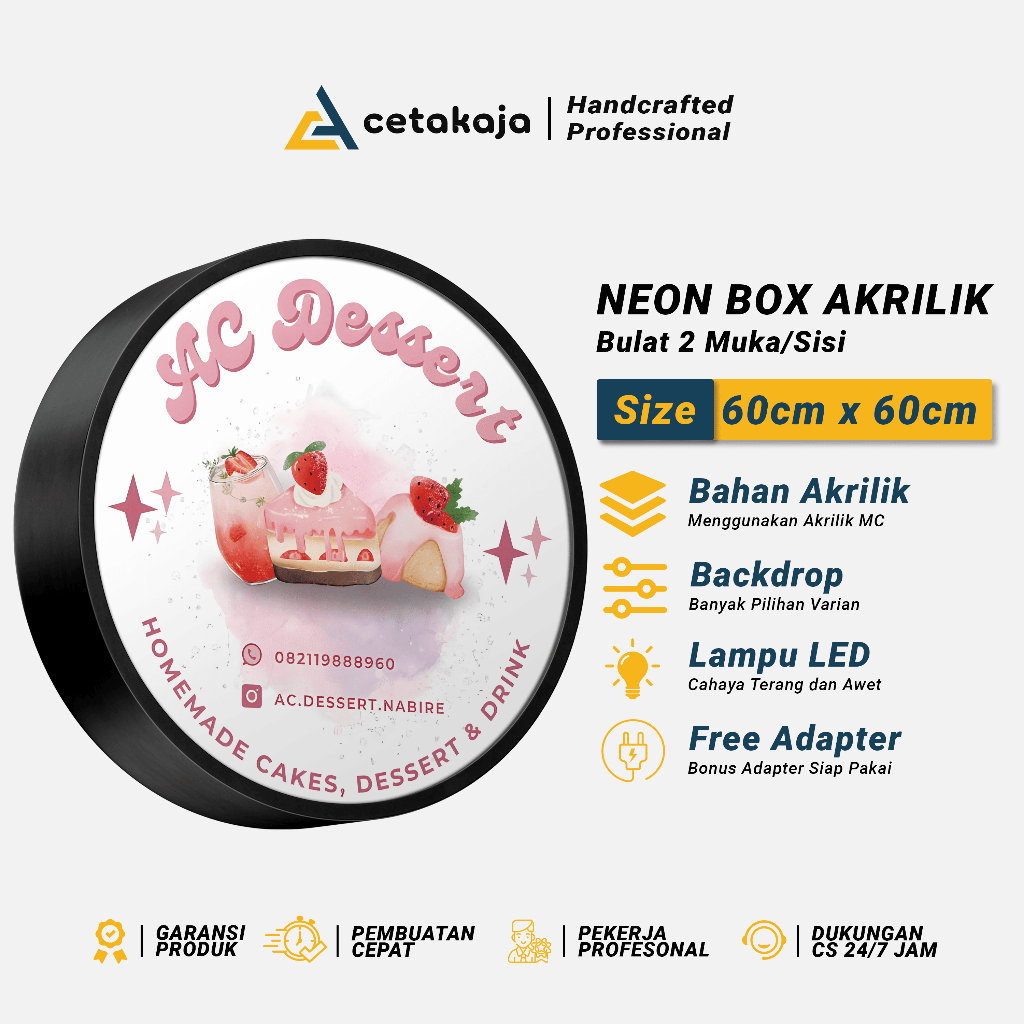 Jual Neon Box Custom Bulat Kotak 2 Sisi 60cm Full Akrilik Premium LED ...