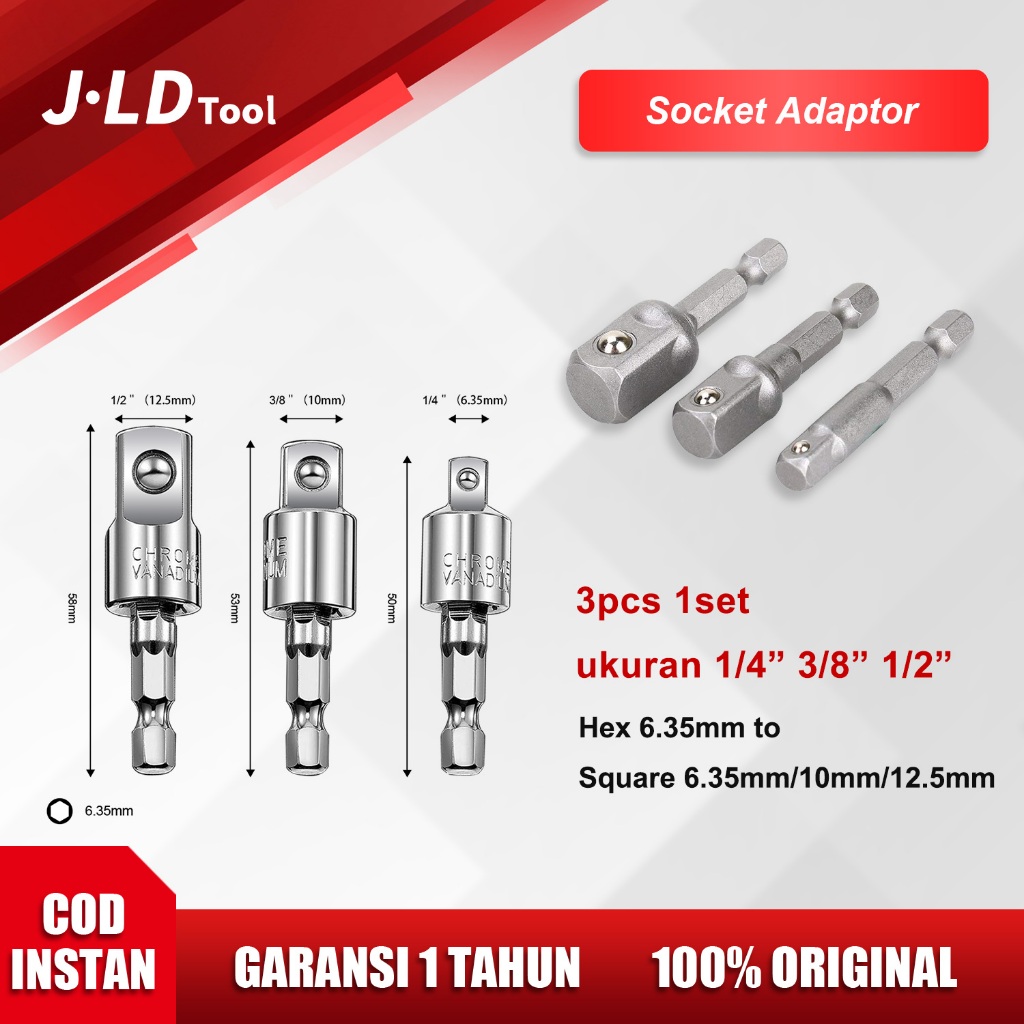 Jual JLD Adaptor Mesin bor ke Impact Adapter Kepala Bor Hex 6.35mm ...