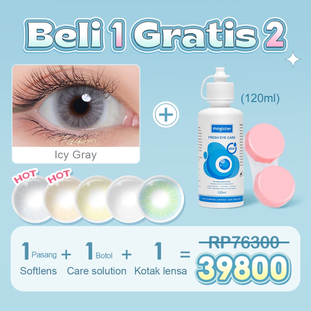 Jual (-0.00 s/d -8.00)Magister softlens 1 pasang Graphite 14.0mm lensa ...