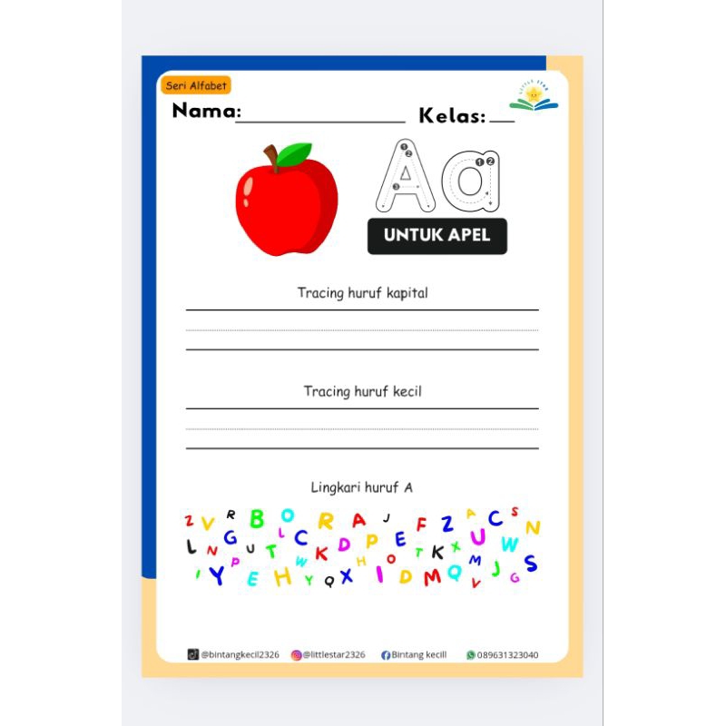 Jual Worksheet Anak tema Belajar Alphabet Terlengkap TK PAUD KB Pra-TK ...