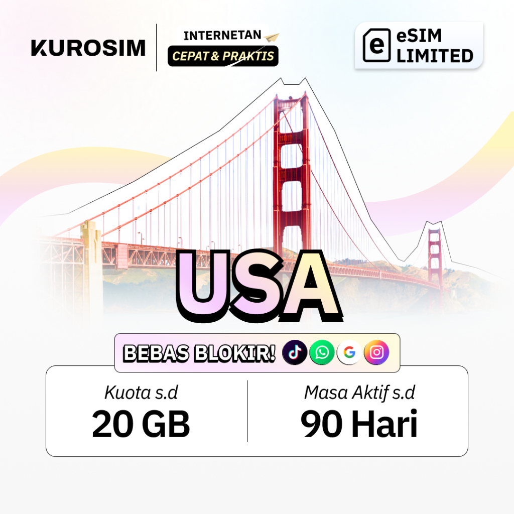 Jual eSIM United States Kuota Besar KUROSIM | Internet Travel Data ...