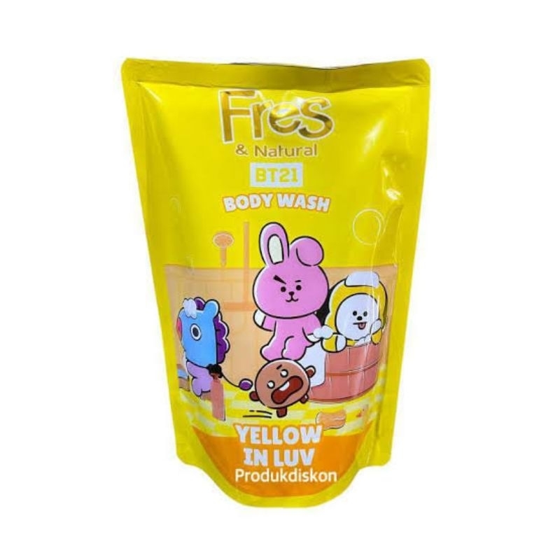 Jual Fres & Natural Sabun Mandi Cair BT21 Yellow In Luv Pouch 400 ml ...