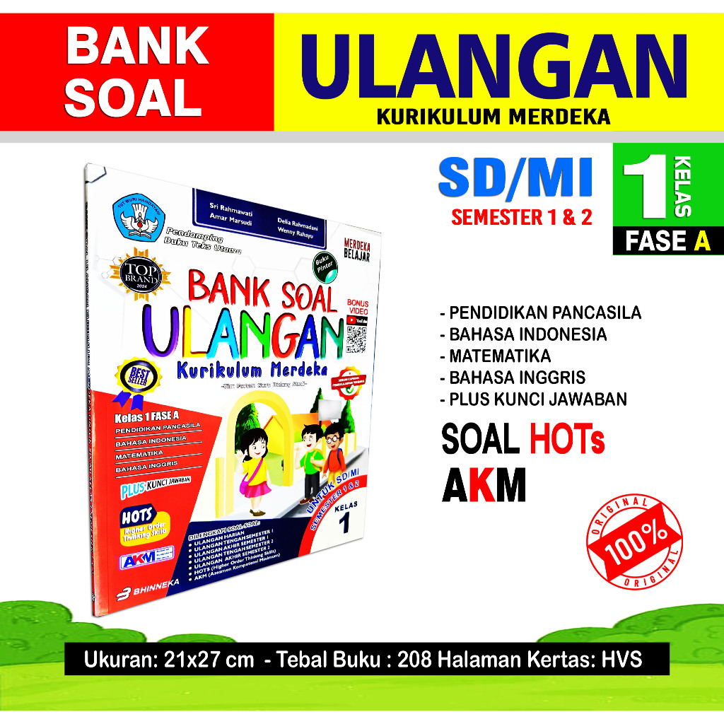 Jual BANK SOAL Ulangan Kurikulum Merdeka SD/MI/Kelas 1( CP Terbaru 2024) | Shopee Indonesia