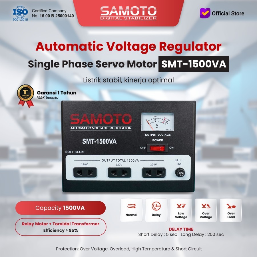 Jual SMT1500 Stabilizer SAMOTO 1500VA Stabilizer 1500VA Stavol Servo ...