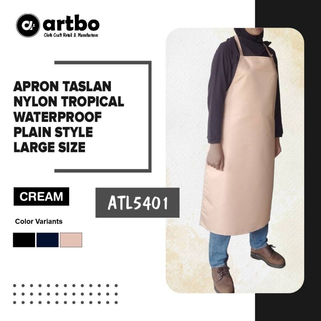 Jual Celemek Apron Taslan Nylon Tropical Waterproof Plain Style Large ...