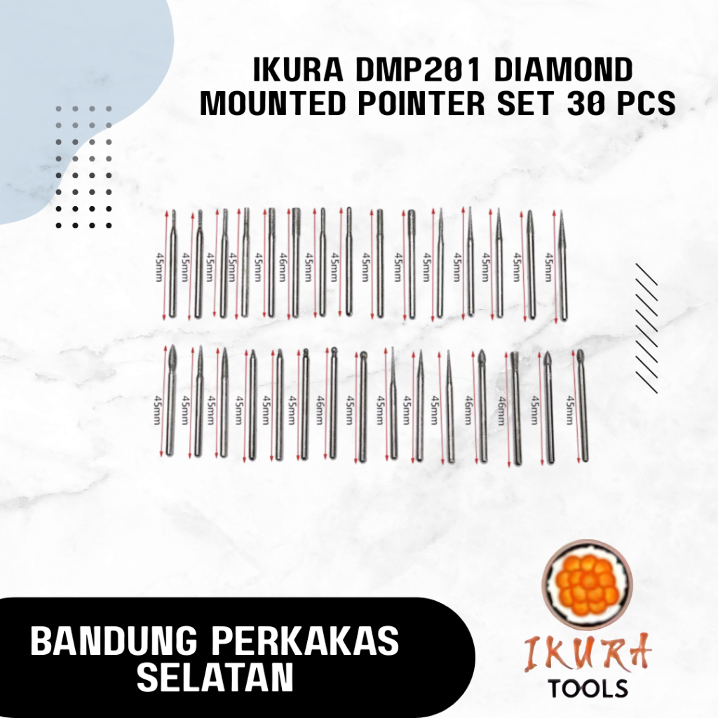 Jual IKURA DMP201 Diamond Mounted Pointer Set 30 Pcs Mata Ukir Die ...