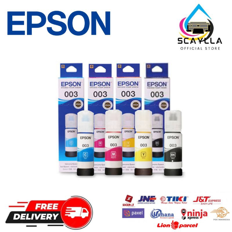 Jual Tinta Printer Epson 003 1 Set 4 Warna Black cyan Magenta Yellow Original 100% | Shopee ...
