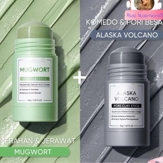 Jual Mugwort Acne Clay Mask Stick 40g & Alaska Volcano Clay Pore Detox ...