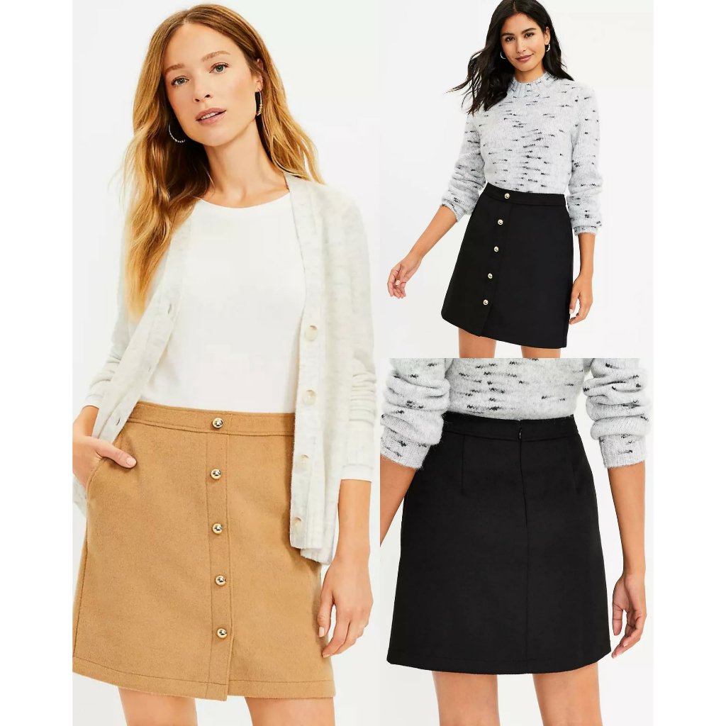 Jual Loft Wooly Button Pocket Skirt - 7931 | Shopee Indonesia
