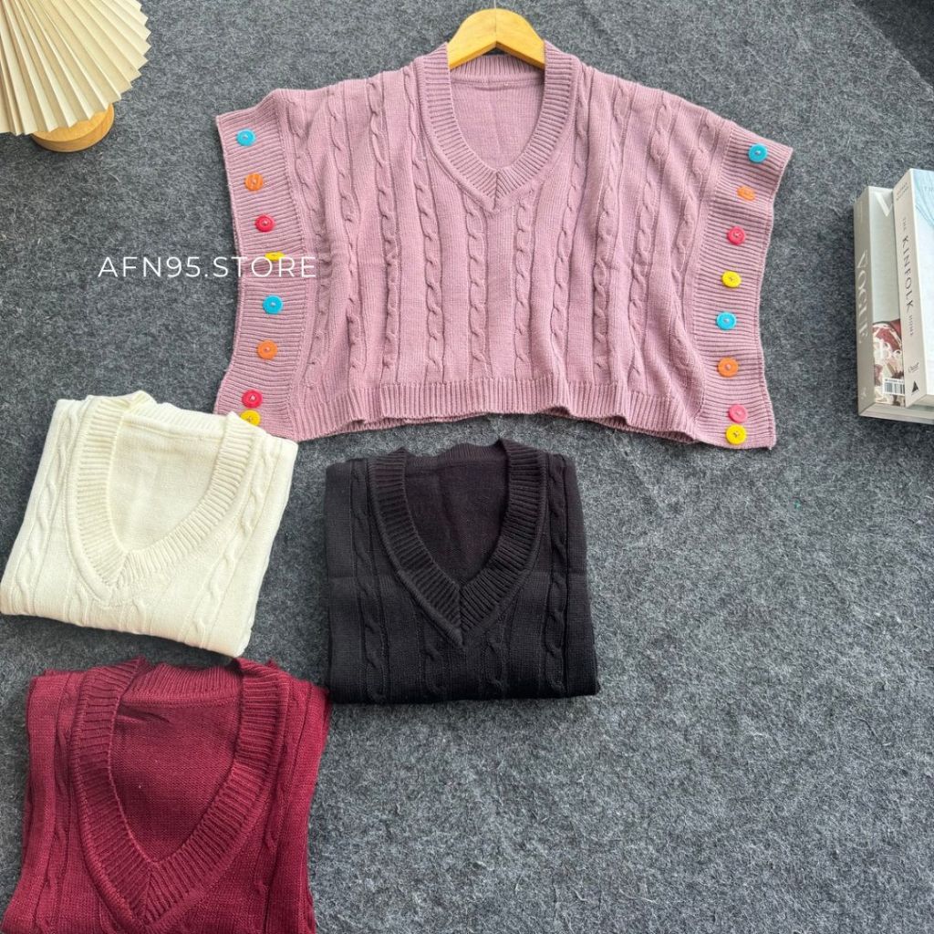 Jual HANA CABLE KNIT VEST REMBULAN ROMPI RAJUT WANITA KERAH V-NECK ...