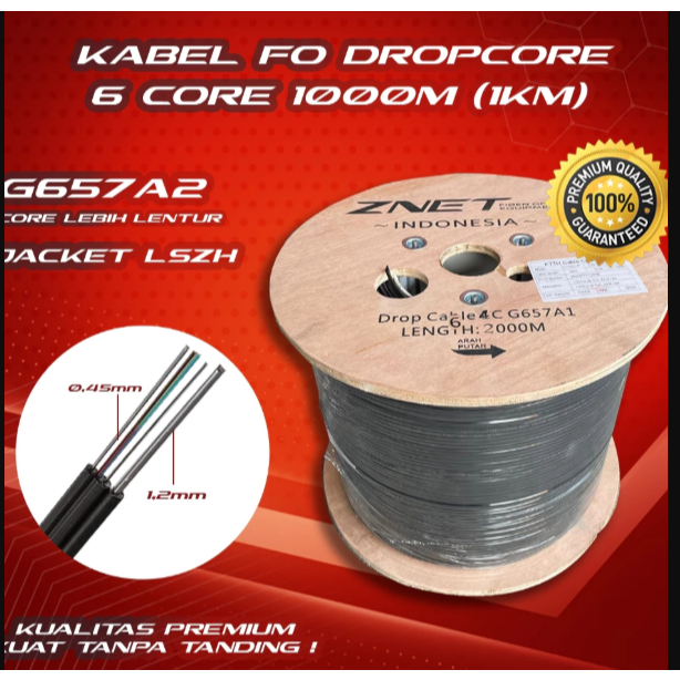 Jual KABEL FIBER OPTIC 6 CORE 3 SELING KAWAT 1000 METER DROPCORE 6 CORE ...