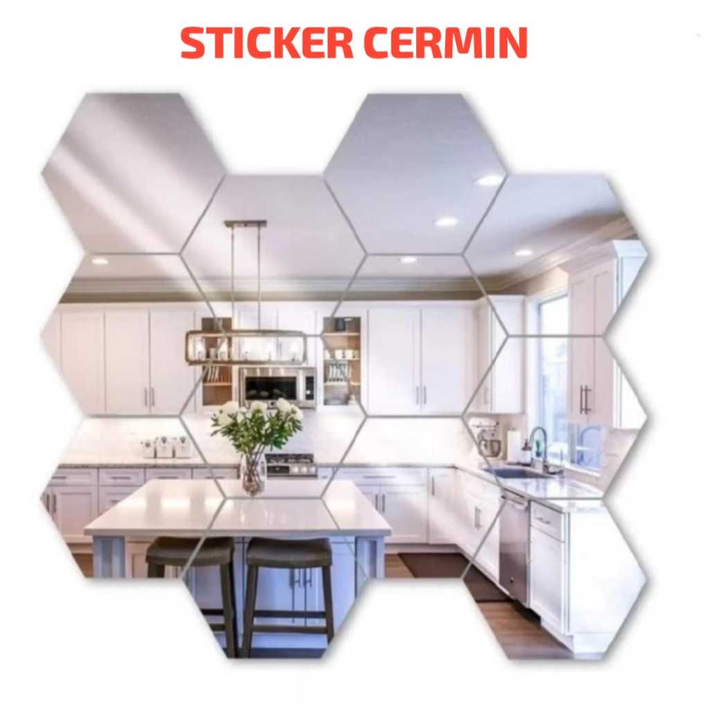 Jual Cermin Dinding Anti Pecah Segi Enam Tempel Sticker Kaca Hexagonal ...