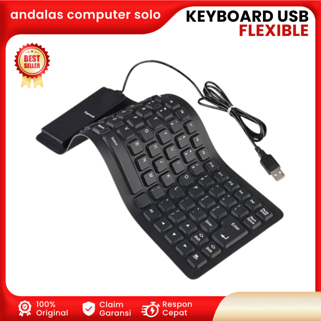 Jual KEYBOARD USB KABEL PORTABLE FLEXIBLE KEYBOARD USB KABEL LAPTOP PC ...