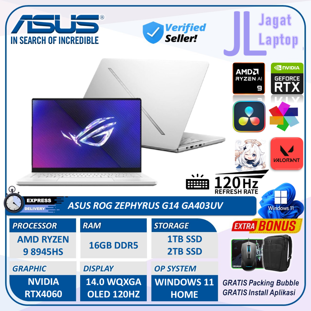 Jual Asus ROG Zephyrus G14 GA403UV Amd Ryzen 9 8945HS 16GB DDR5 2TB SSD ...