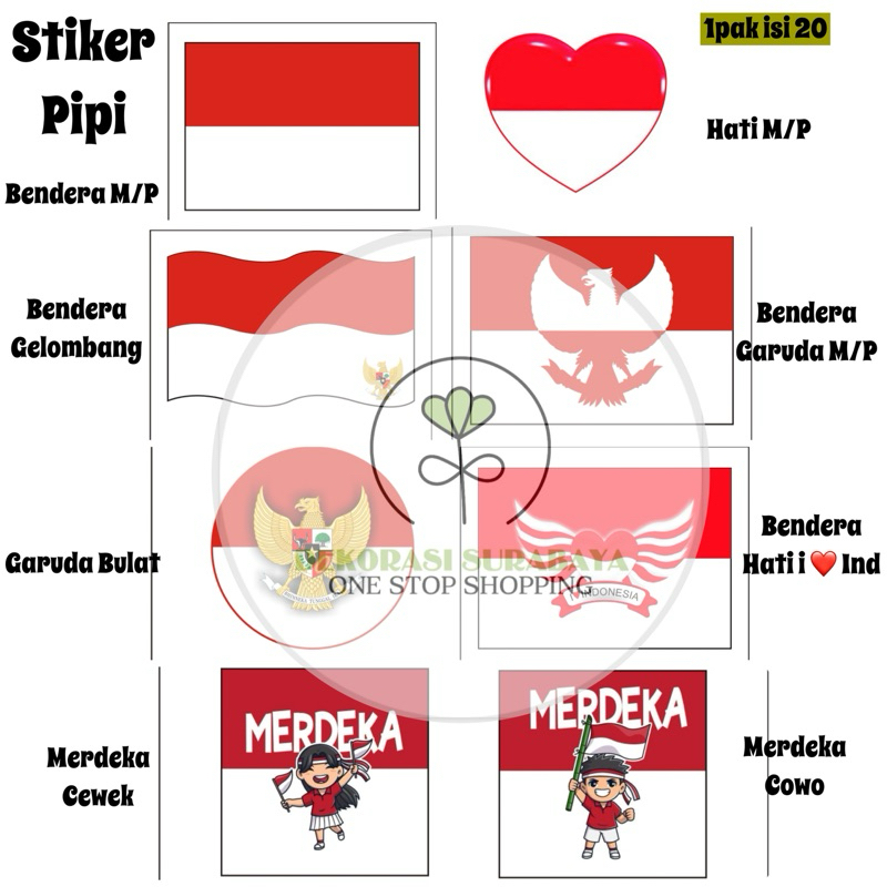 Jual Sticker Pipi Merah Putih / Stiker Pipi 17 agustus isi 20pc ...