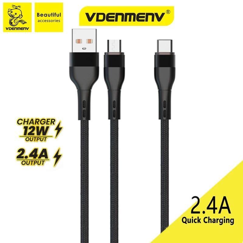 Jual VDENMENV D60V/T/L Kabel Data Type/Micro/Lightning C Fast Charging Cable Nylon braided 1m ...