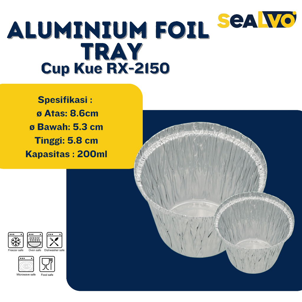 Jual Aluminium Foil Cup Kue Bulat 200ML RX-2150 / Cup Kue Pie Muffin ...