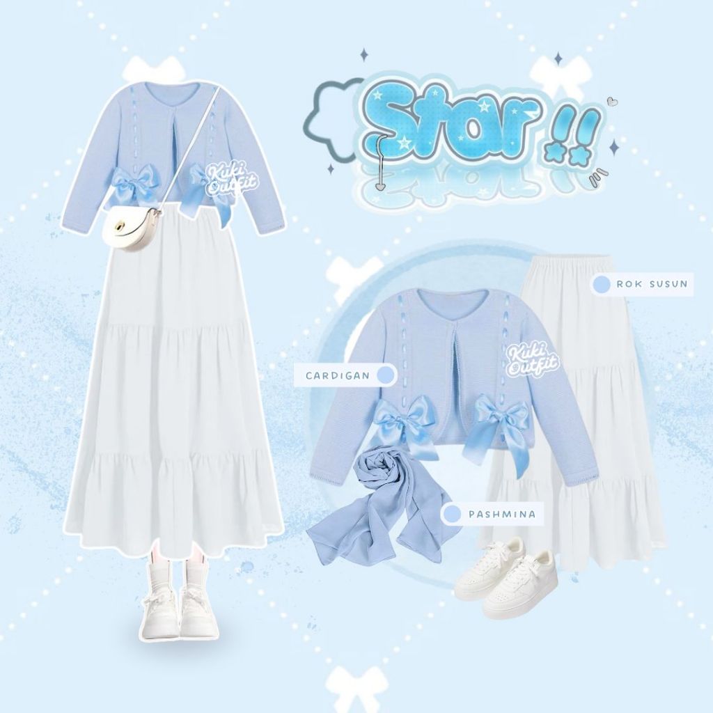 Jual Kuki Outfit - Stary Outfit Remaja Style (Cardigan, Hijab, Rok ...
