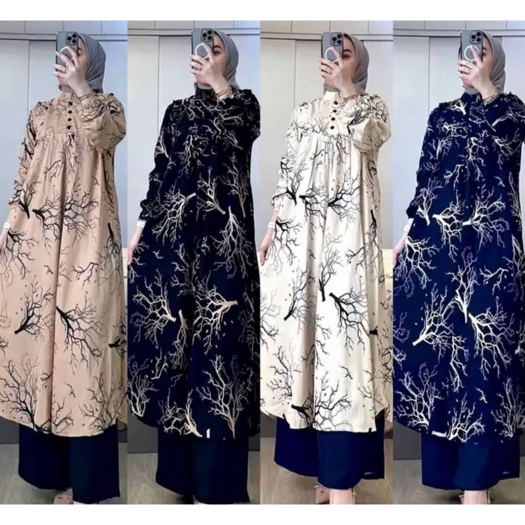 Jual Setelan tunik terbaru KIRANA oneset long tunik bahan rayon diamond ...