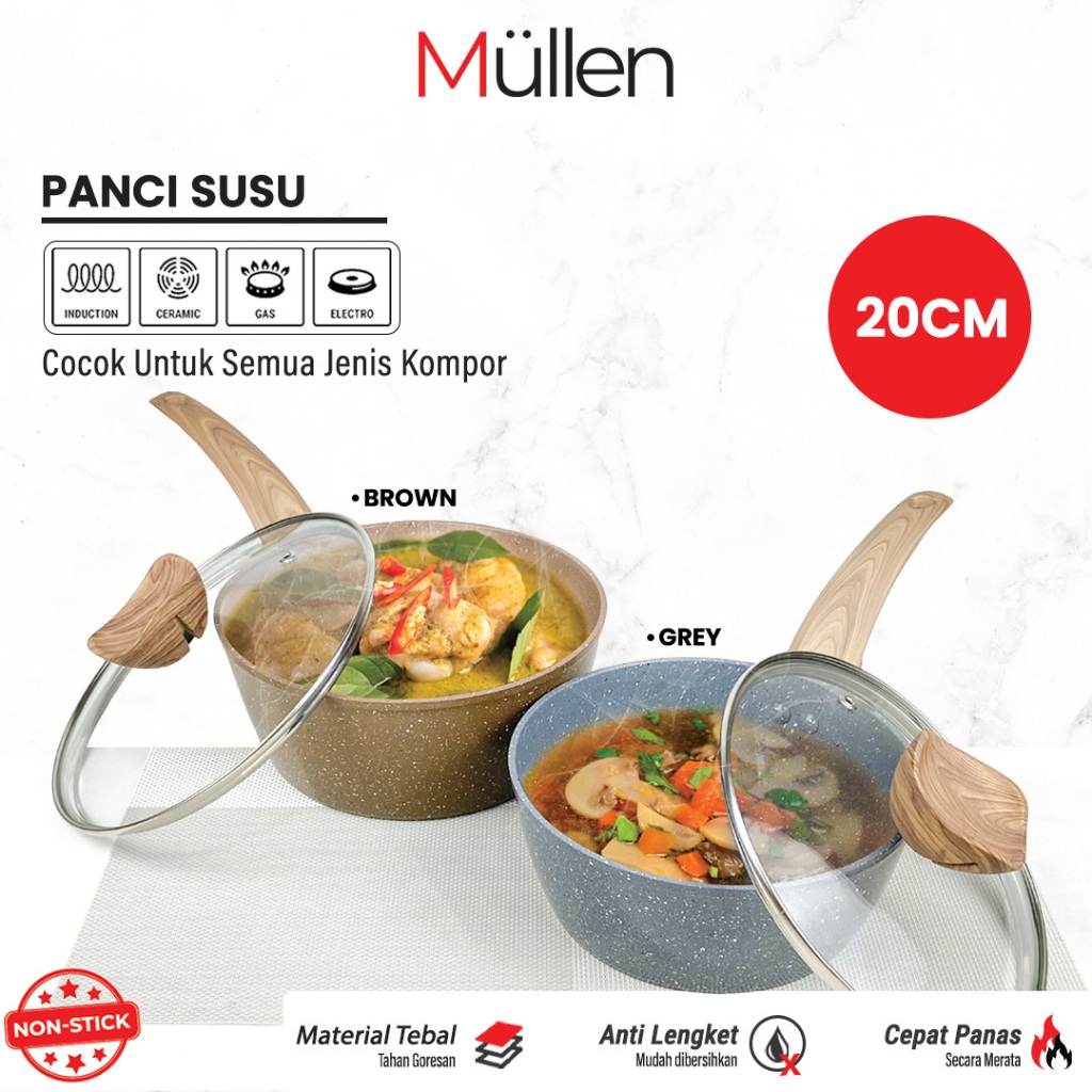 Jual Mullen Panci Susu Anti Lengket Wajan Sauce Pan Induksi Marble ...