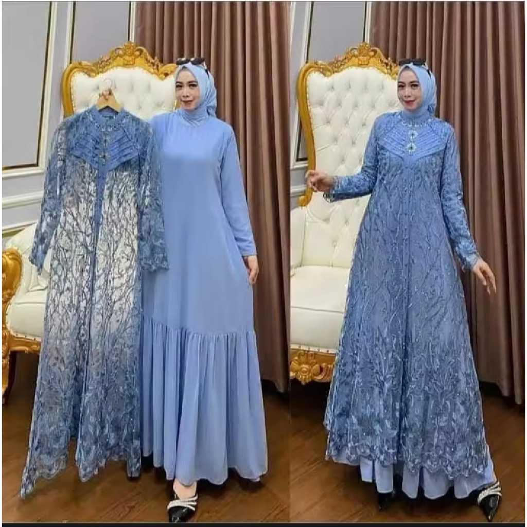Jual COD Inara Dress Vol 2 Set Outer Jumbo M L XL XXL // Gamis Brukat ...