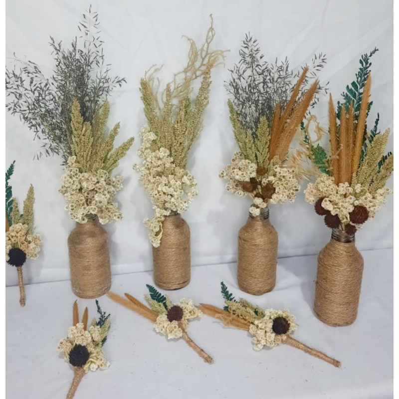 Jual TERMURAH paket 4 vas kaca tali rami+bunga/vas bunga kaca/vas bunga ...